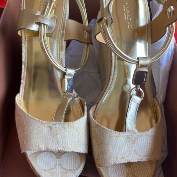 Coach | Shoes | Coach Leah Wedge Platform Open High Heel Sandal | Poshmark